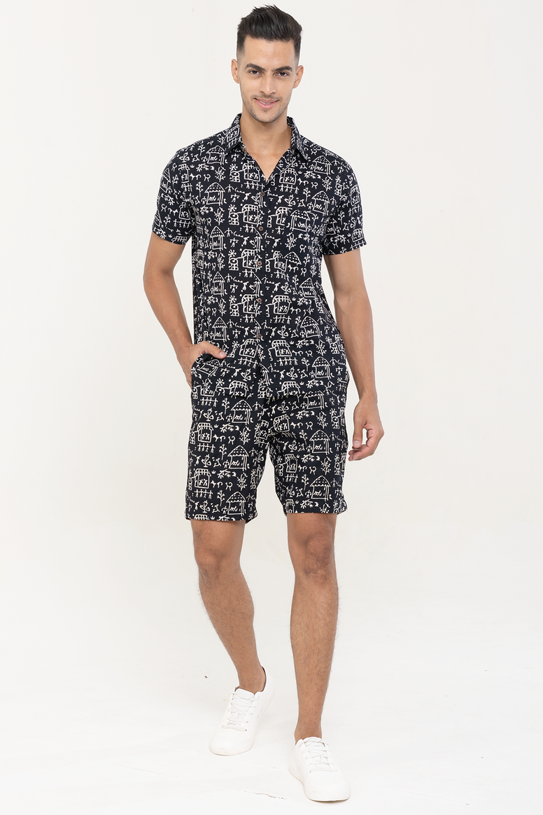 Unveil Your Inner Style Icon: The Black Tribal Print Coord Set for Men ...